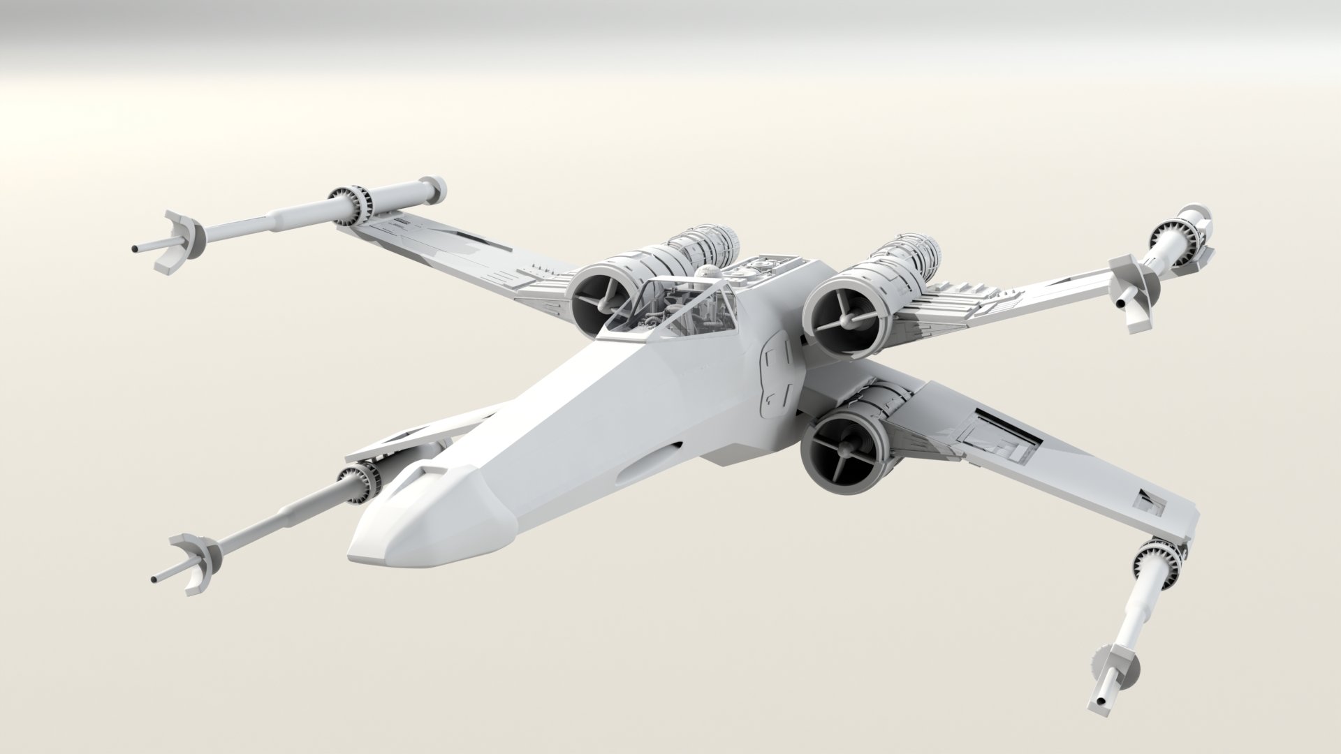 ArtStation - X-Wing 3D model Clay Render