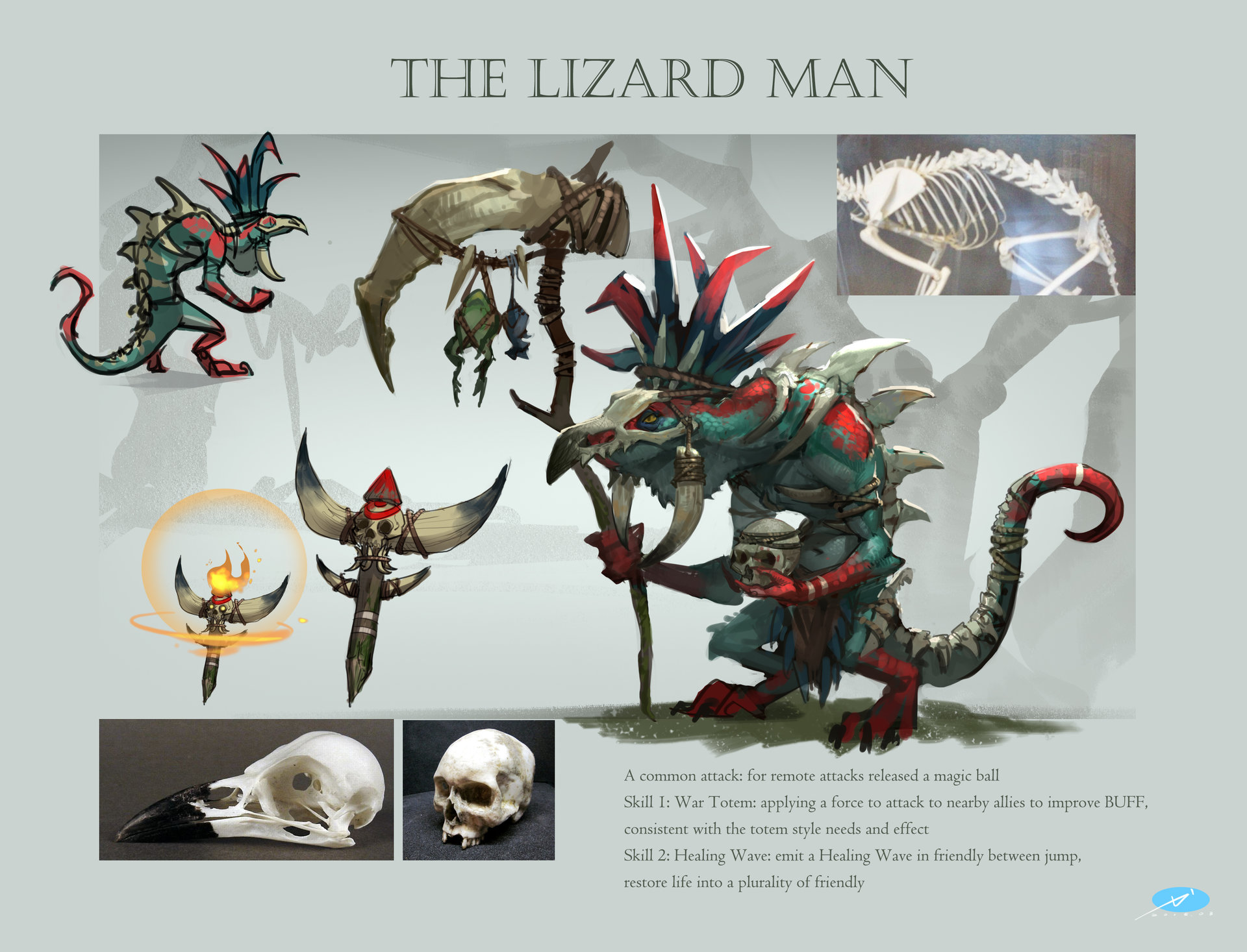 ArtStation - Design of the monster-The lizard man, Xuexiang Zhang