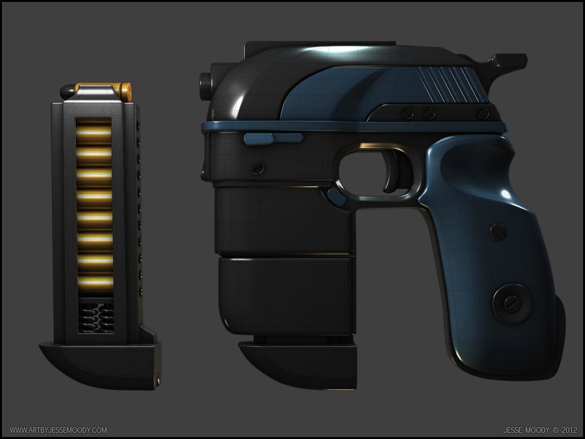 ArtStation - Tech Pistol High Poly, Jesse Moody