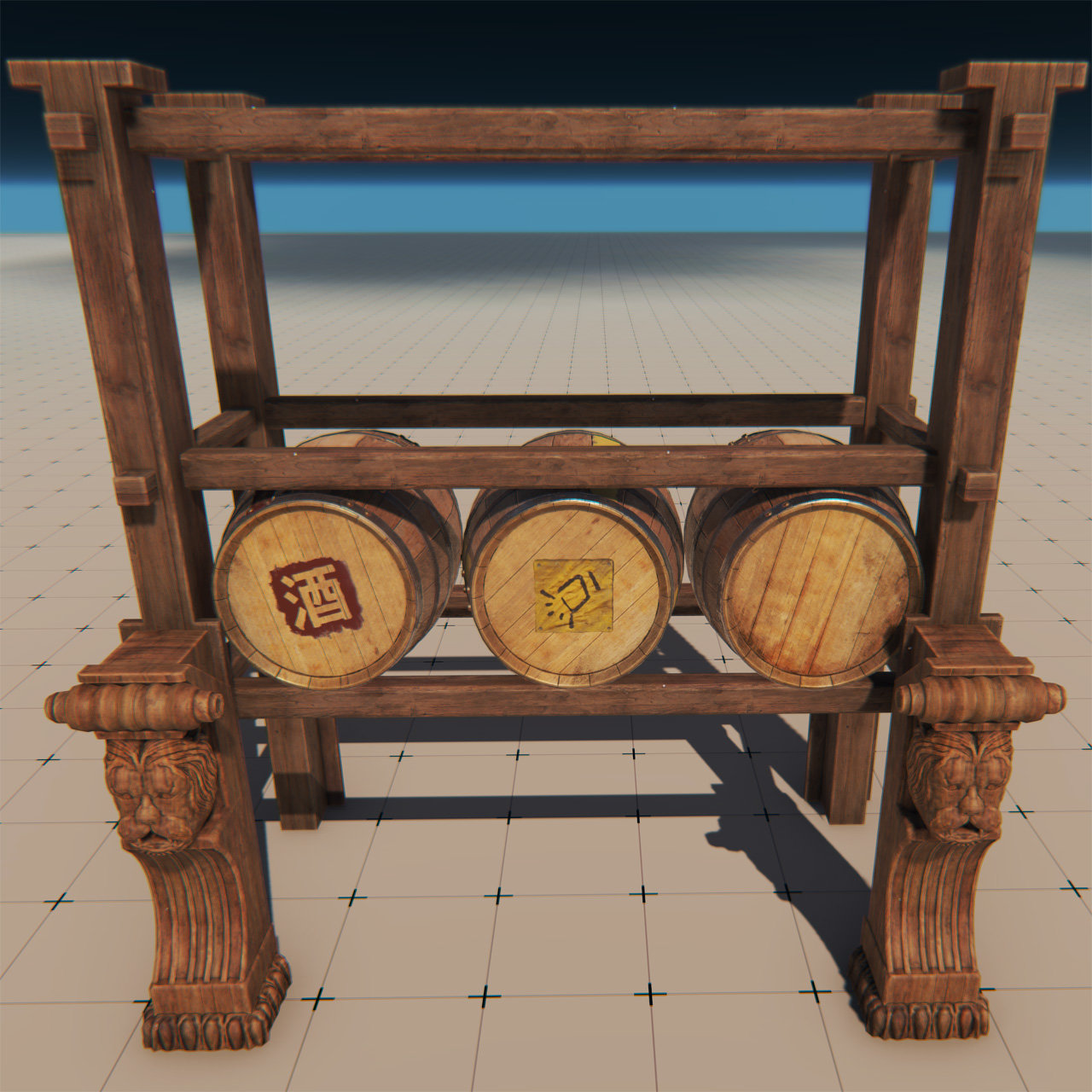 ArtStation - Wooden Rack With Lion Colums