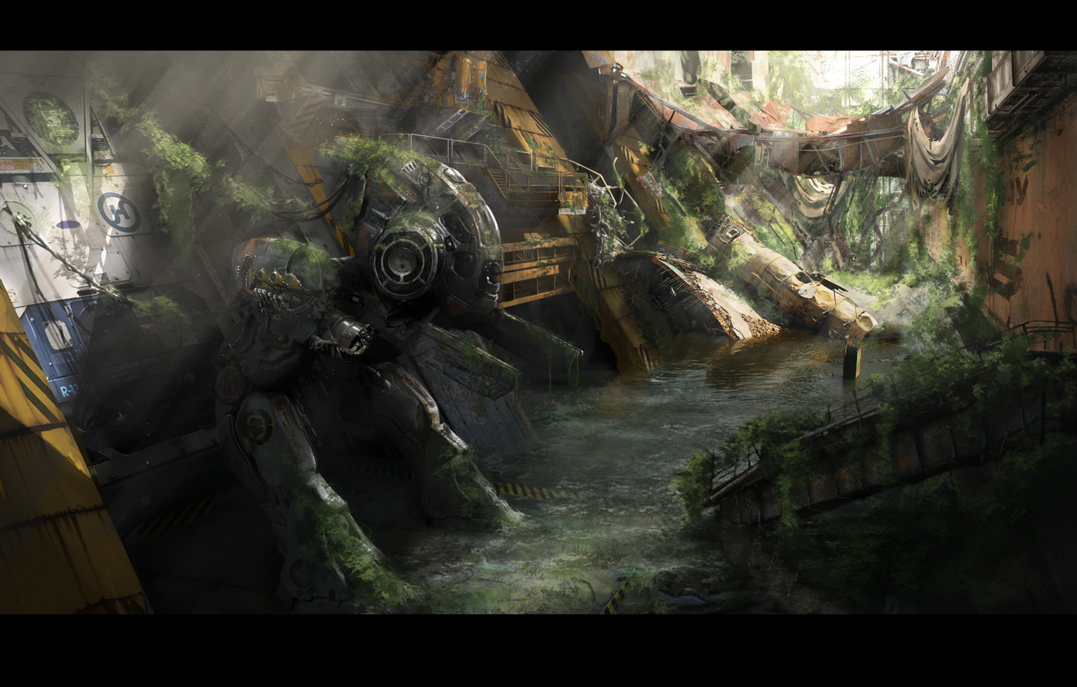 ArtStation - Abandoned mecha launch bay concept