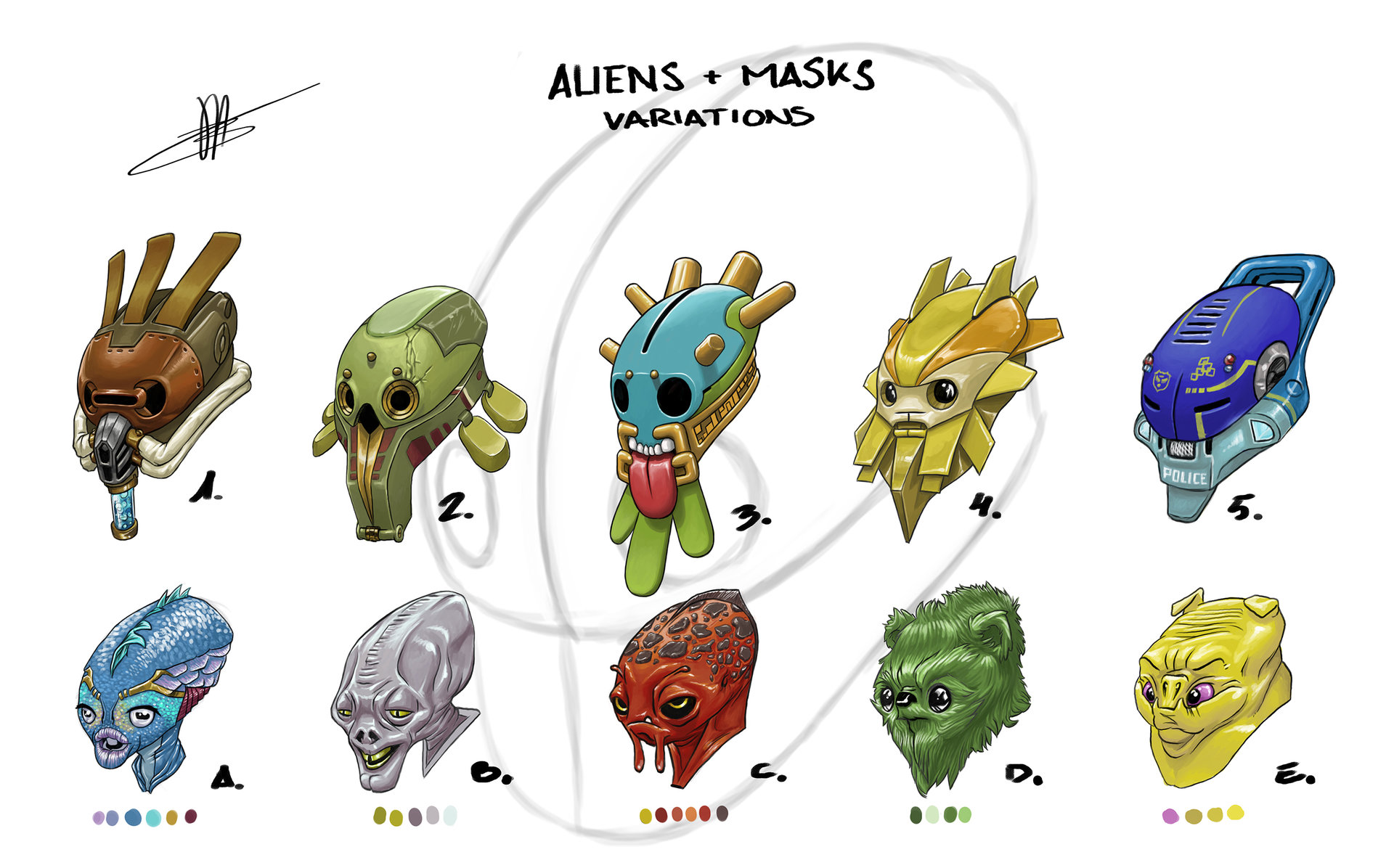 ArtStation - Aliens + Masks Concept