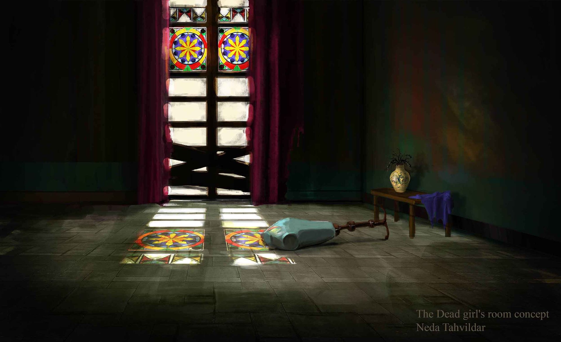 ArtStation - dead girl's room color key concept