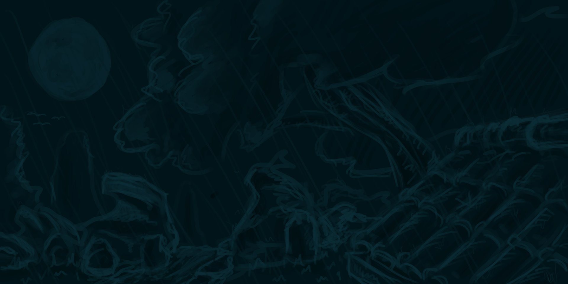 ArtStation - A rainy day in moonlight