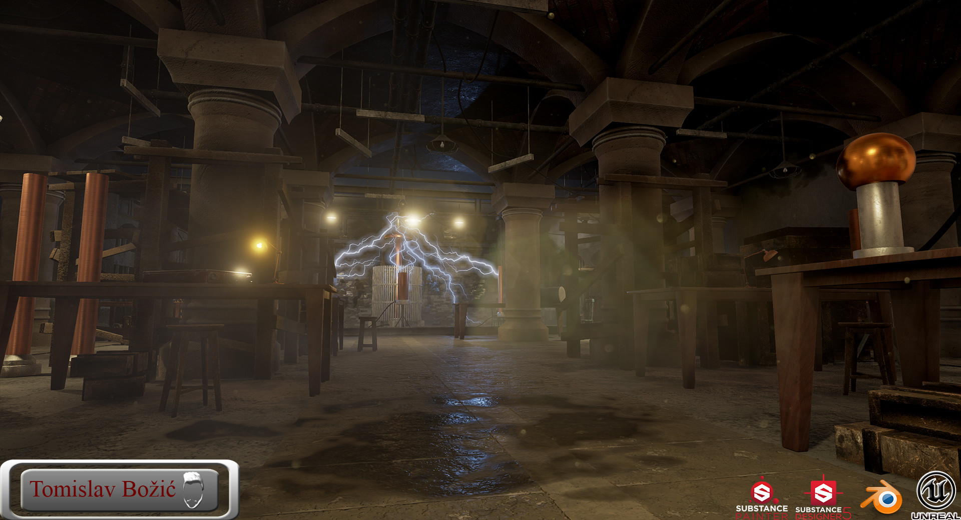ArtStation - Tesla's Laboratory - 3D Environment , Tomislav Božić