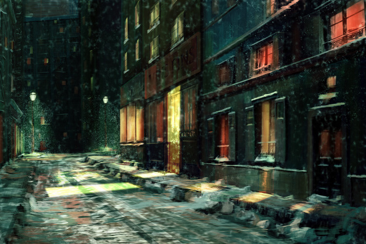 ArtStation - snowy Street