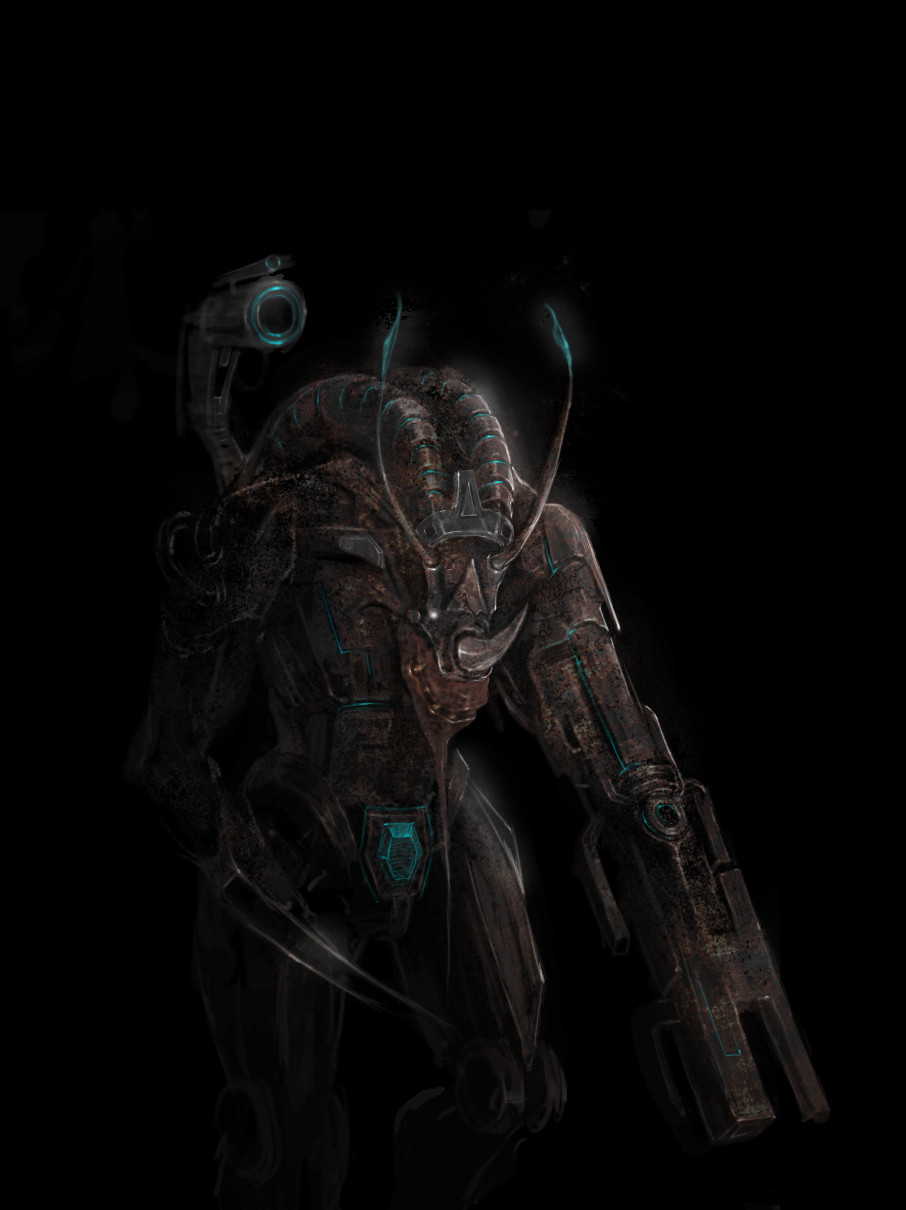 ArtStation - Character - A headless killer, a robotic Rahino.