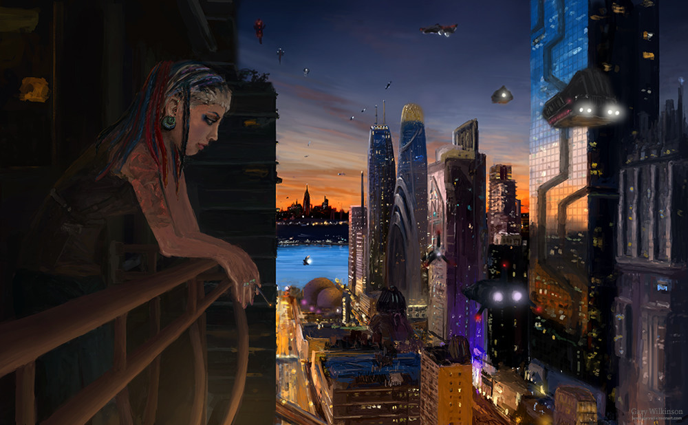 ArtStation - Cyberpunk City Sunset
