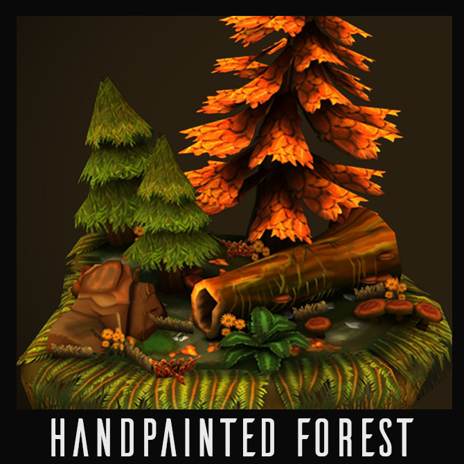 ArtStation - Hand Painted Forest Scene