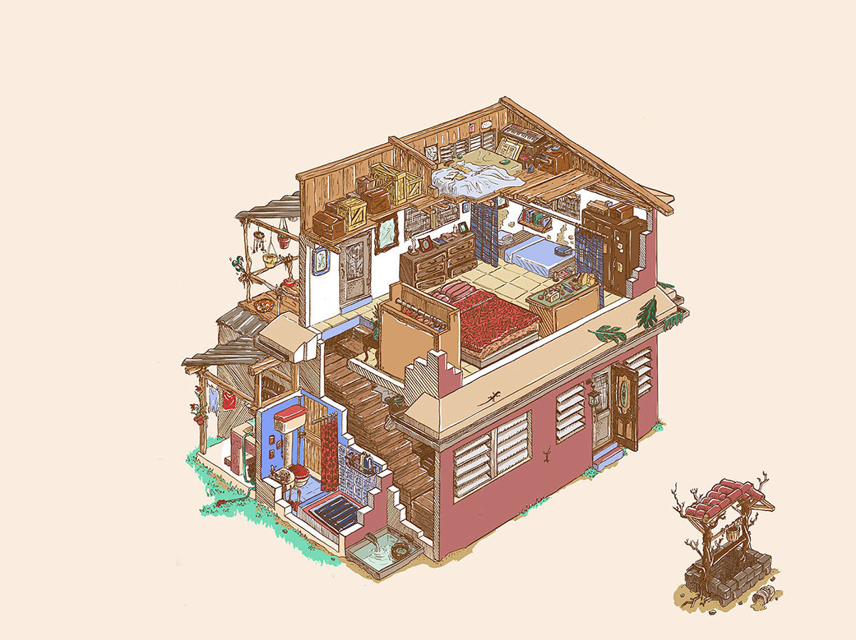 ArtStation - Concept Art: Exploded-view House Floors GIF