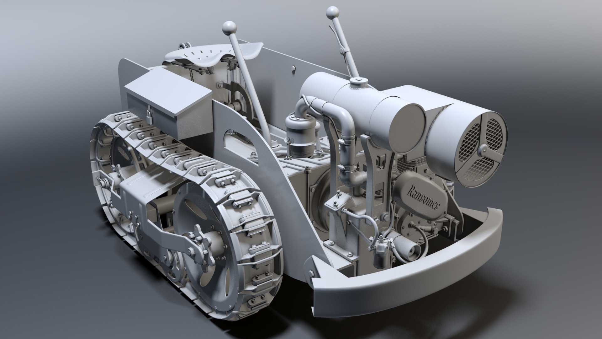 ArtStation - Ransomes MG2 Crawler Tractor clay renders
