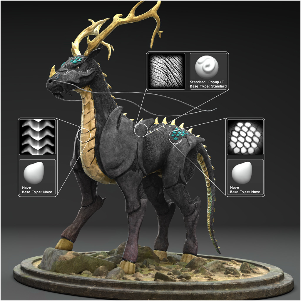 ArtStation - Qilin mythical Beast Sculpt