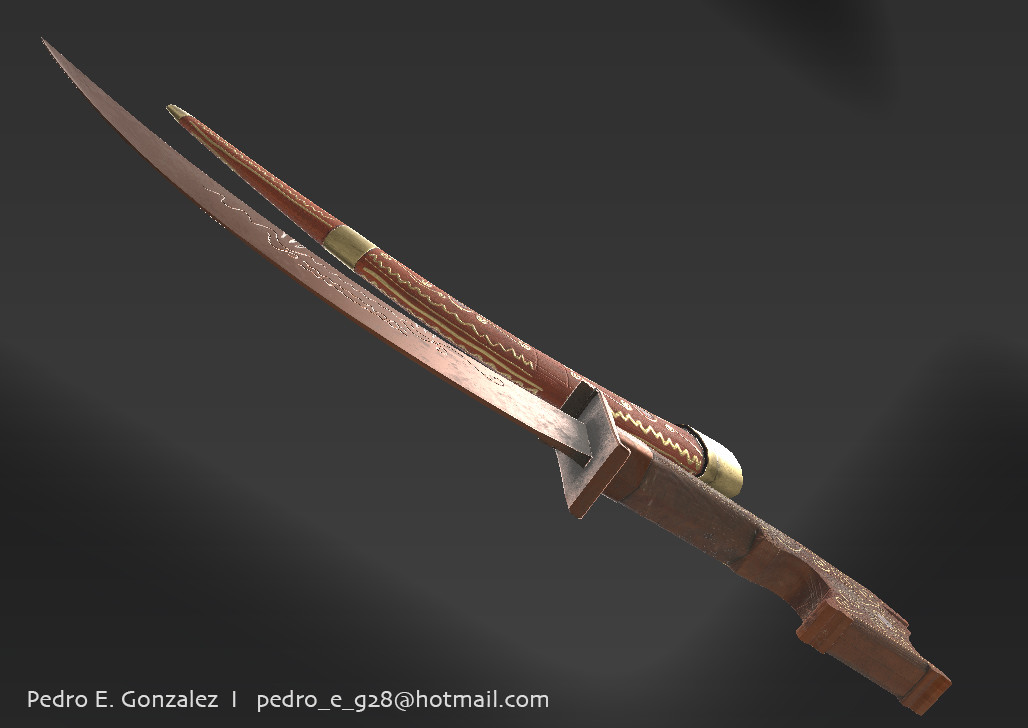 ArtStation - Ornamental curved blade. Low Poly. 3K Tris. PBR