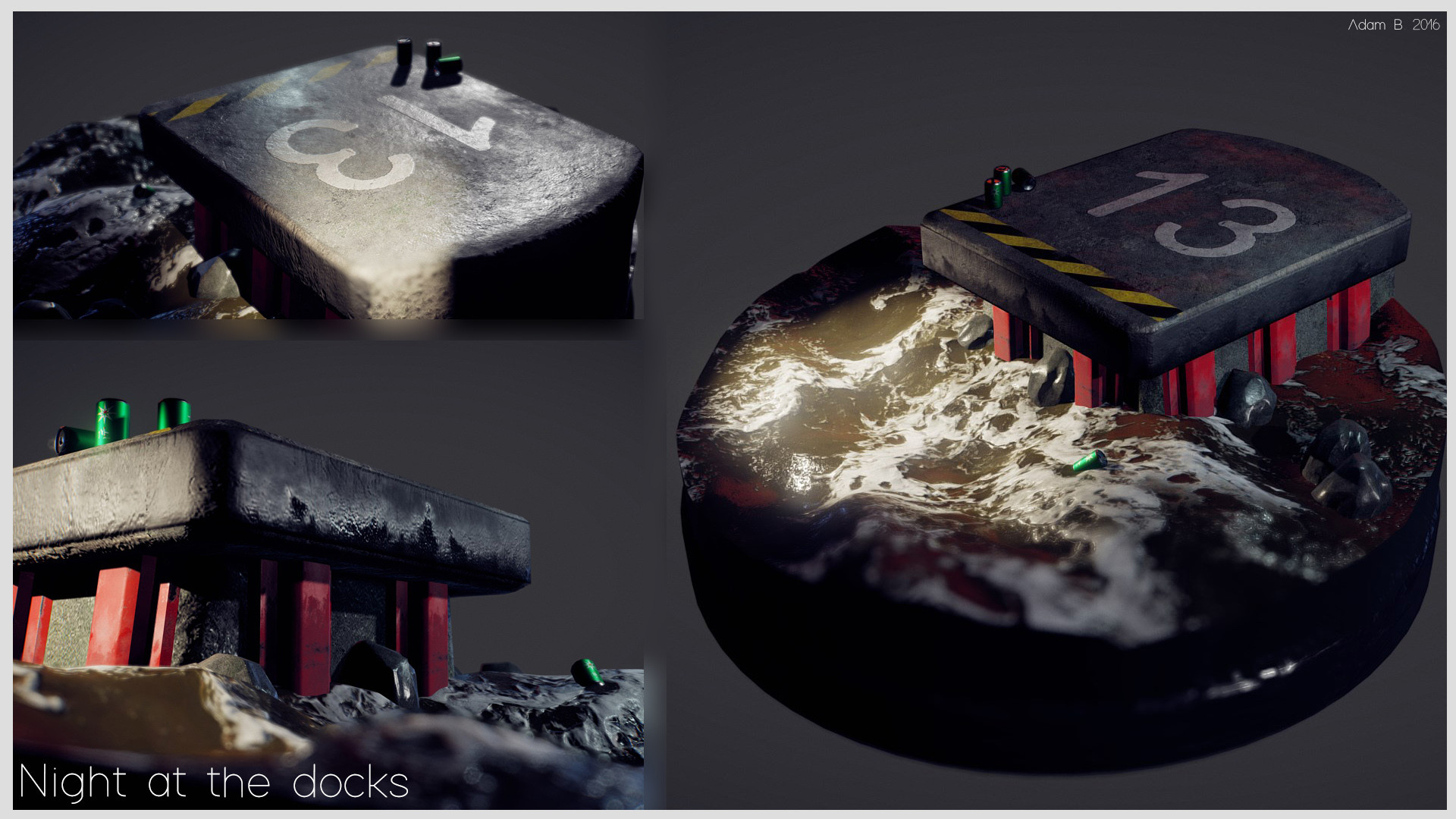 ArtStation - Diorama - "Night at the docks"