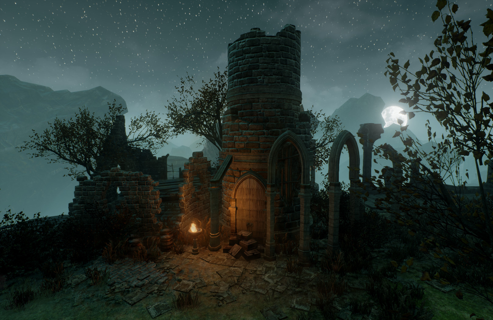 ArtStation - Night in old ruins