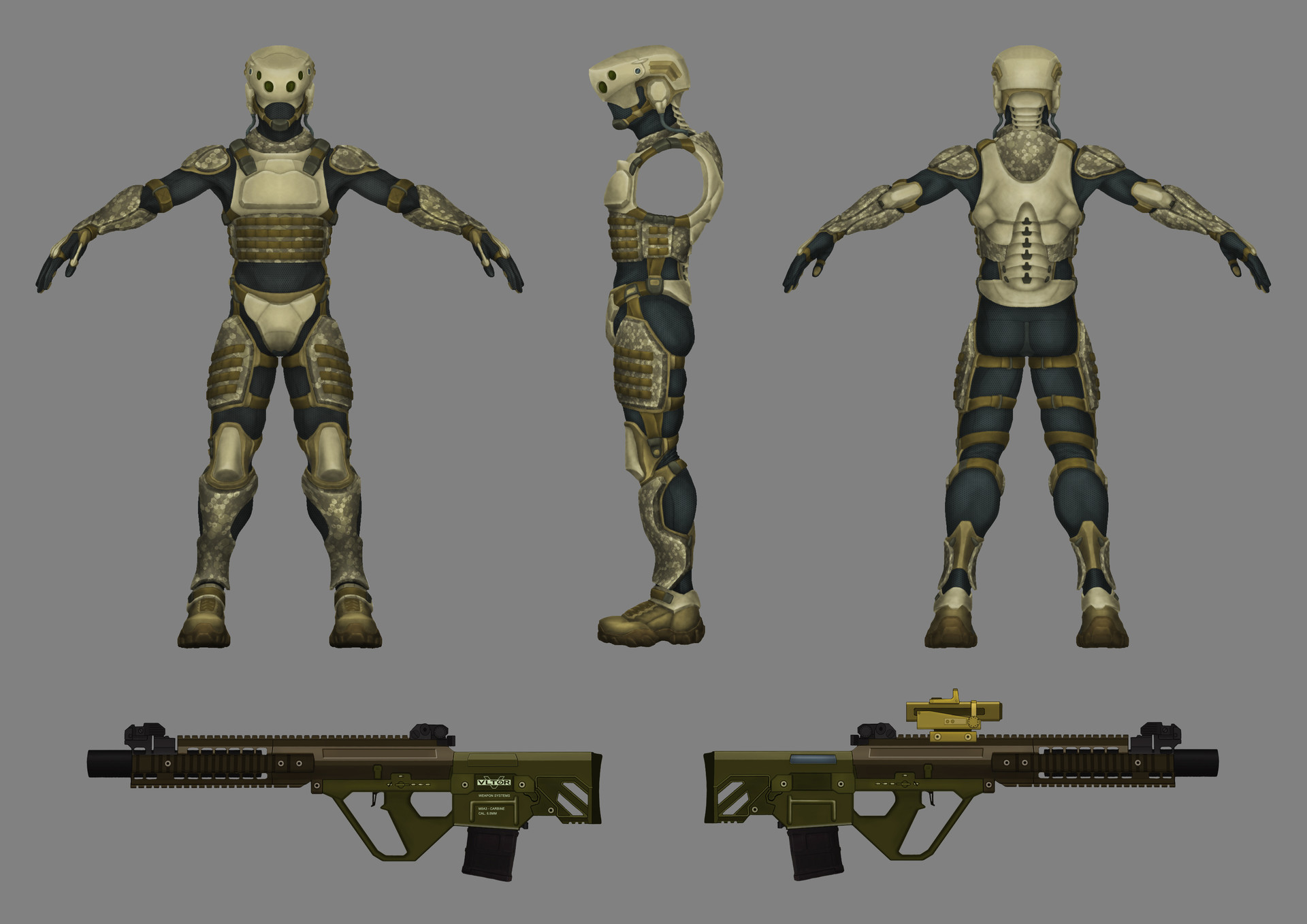 ArtStation - Soldier and rifle concept