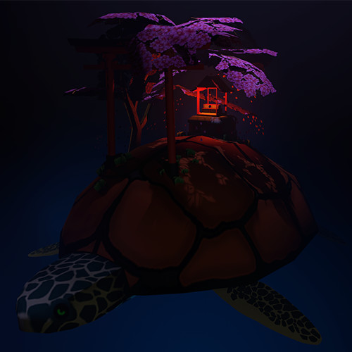 ArtStation - Low Poly Turtle Shrine Diorama