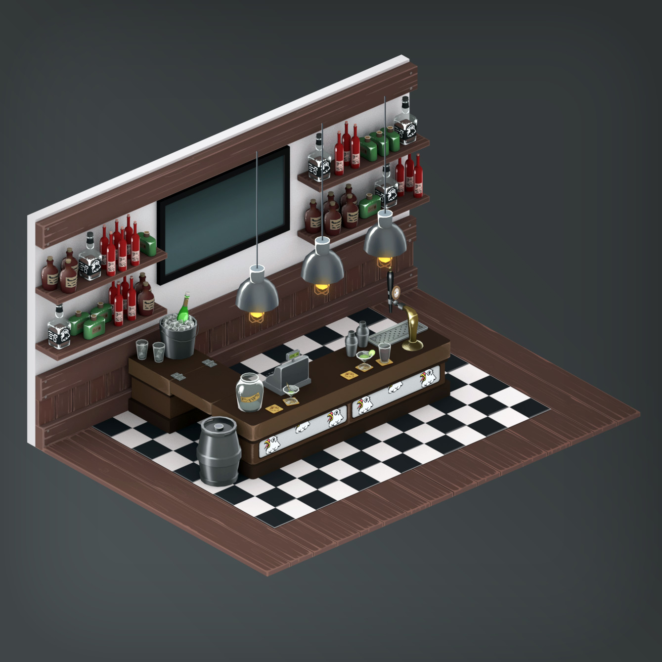 ArtStation - Isometric Bar Scene