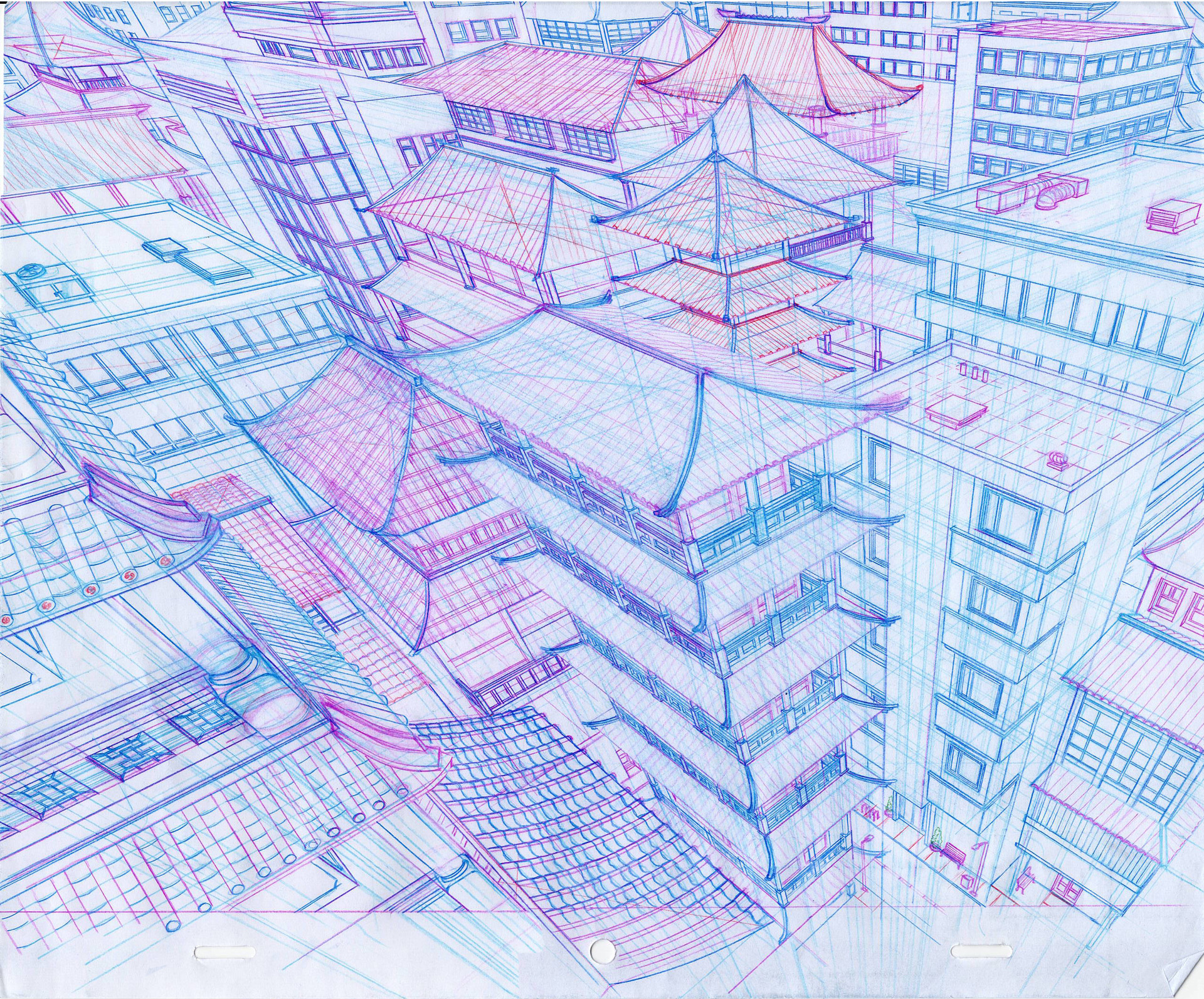 ArtStation - Three Point Perspective Layout (Process)