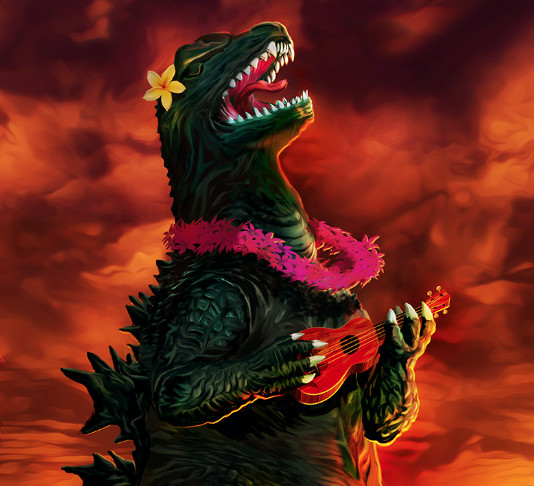 ArtStation - Godzilla - Rocking The Island - Tiki Art