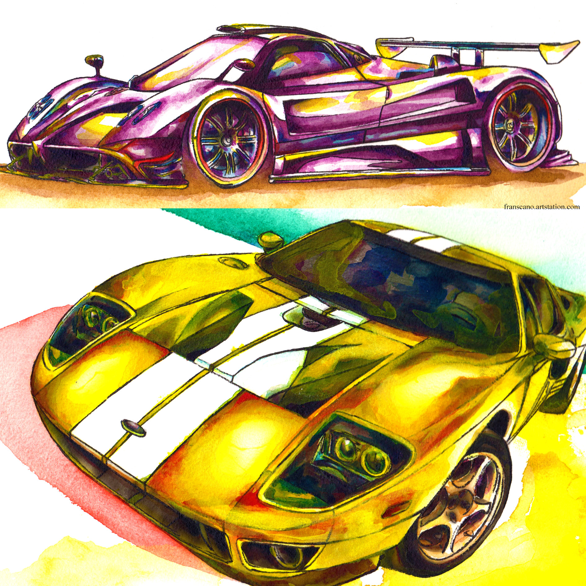 ArtStation - CARS TO THE WATERCOLOR / COCHES A LA ACUARELA