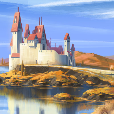 ArtStation - A red roof castle