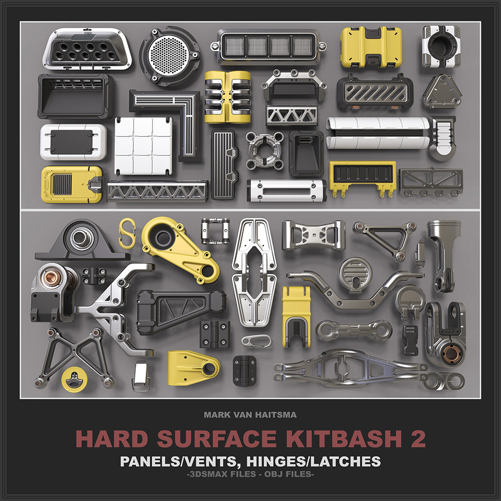 ArtStation - Hard Surface Kitbash Library 2 - Panels/Vents/Hinges/Latches