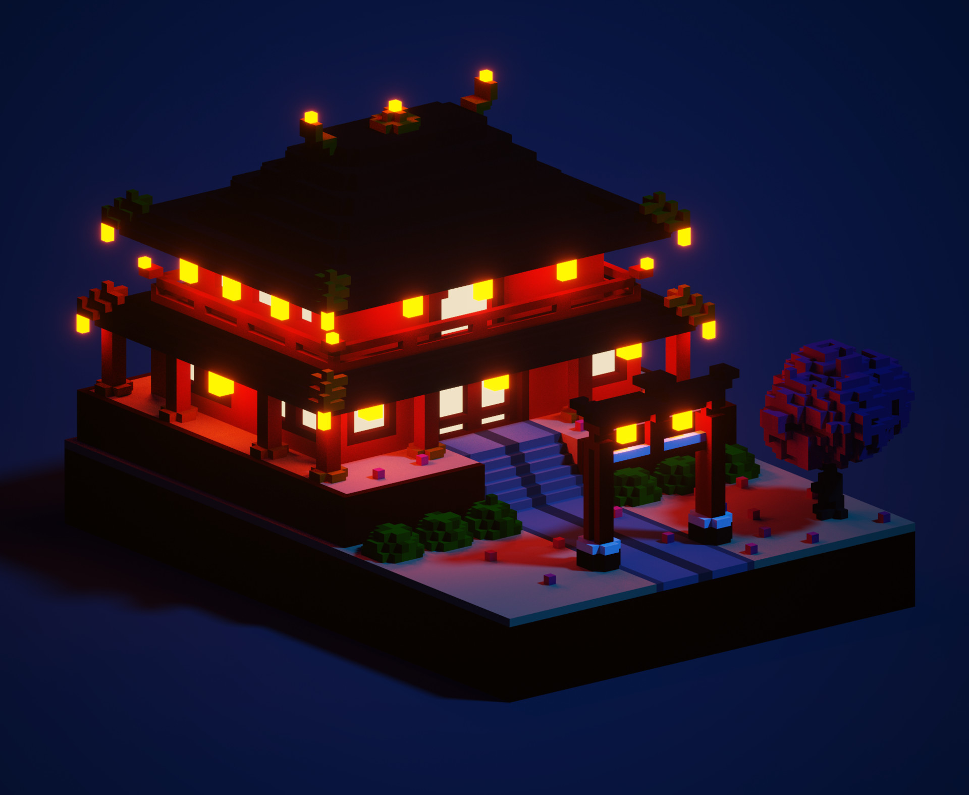ArtStation - Voxel 3D - Japanese Temple