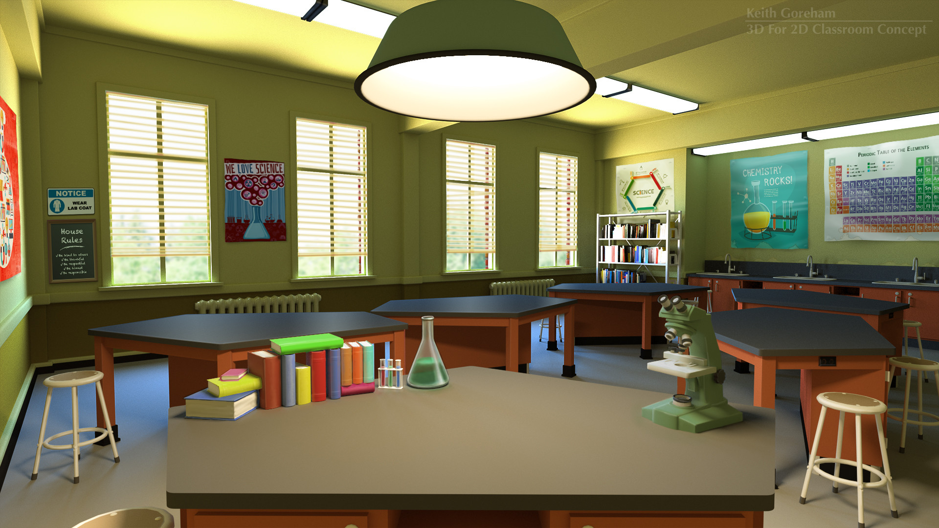 ArtStation - 3D For 2D Classroom Concept