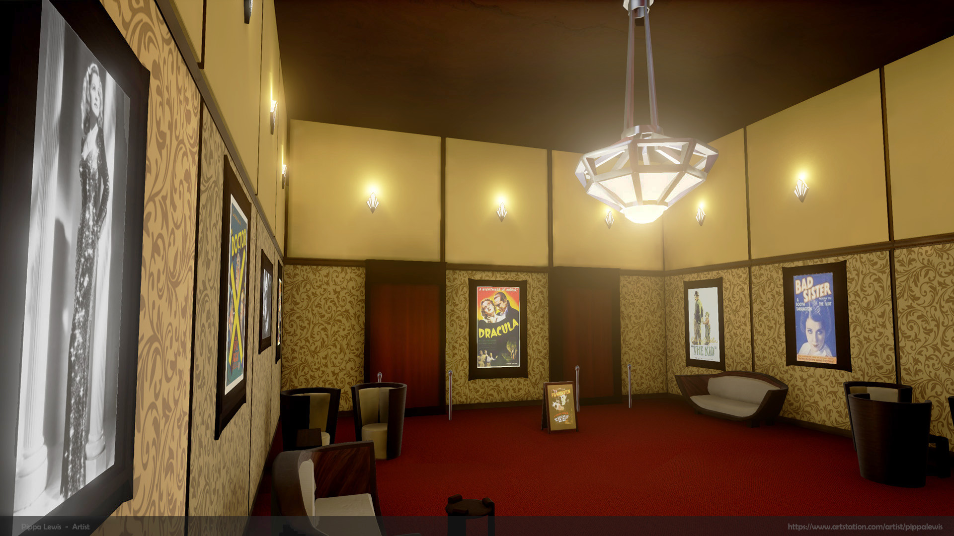 ArtStation - 1930's Cinema Foyer 3D Environment