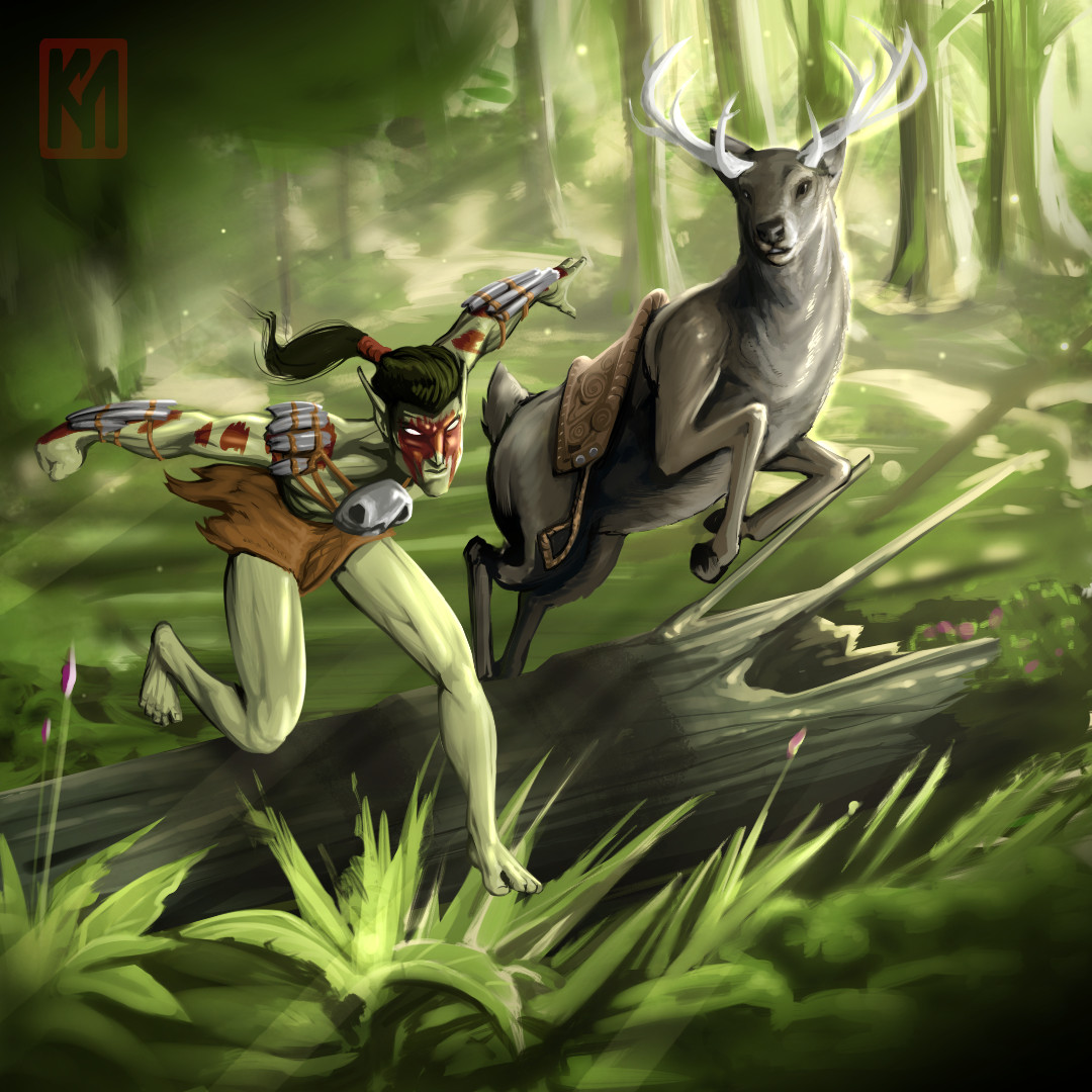 ArtStation - Forest Elf Warrior and Mount