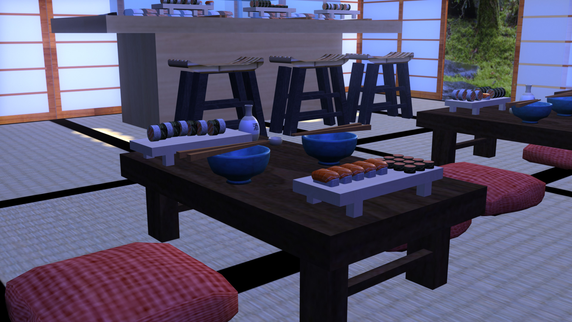 ArtStation - Sushi bar scene.