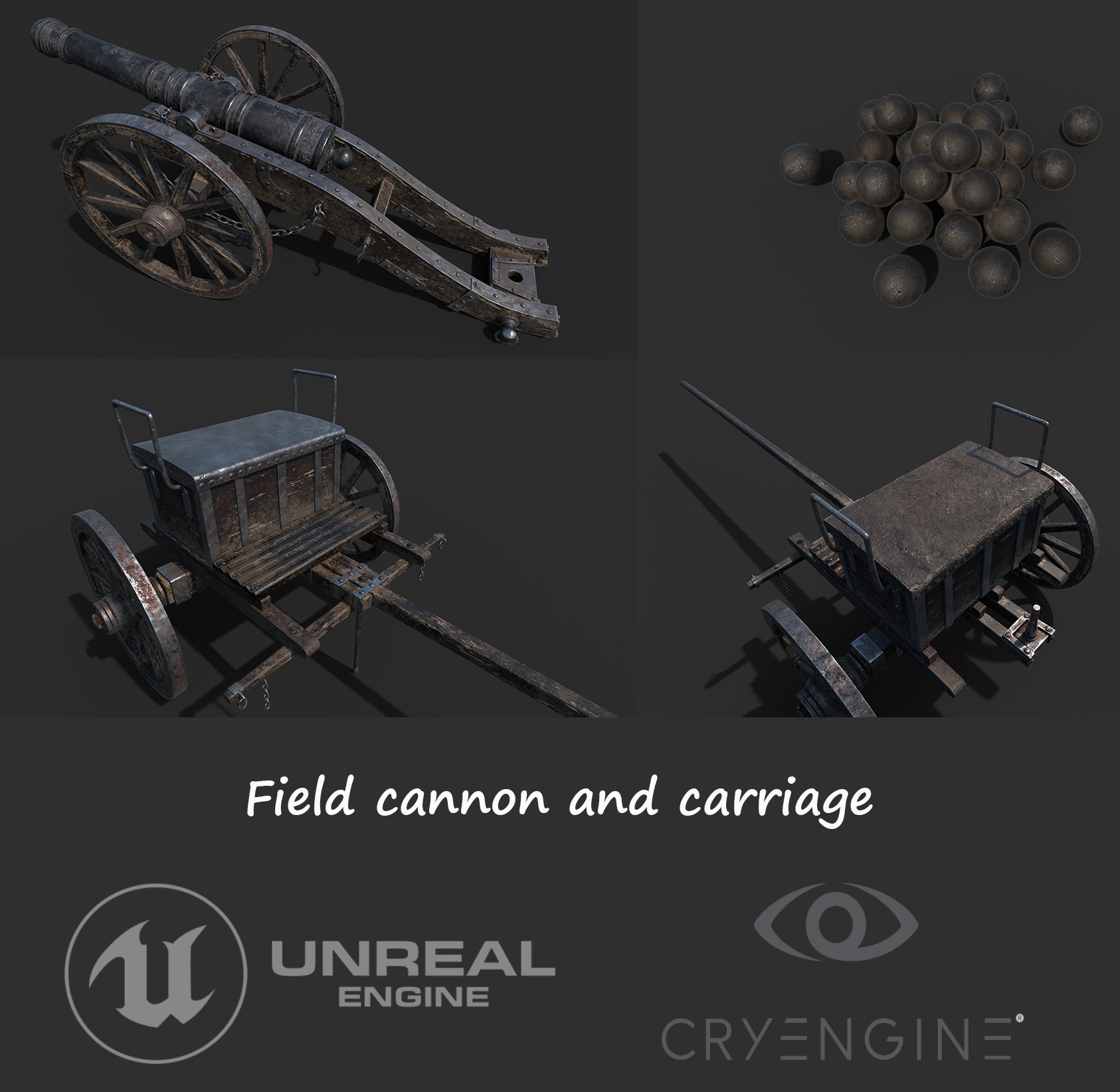 ArtStation - Field cannon with carriage.