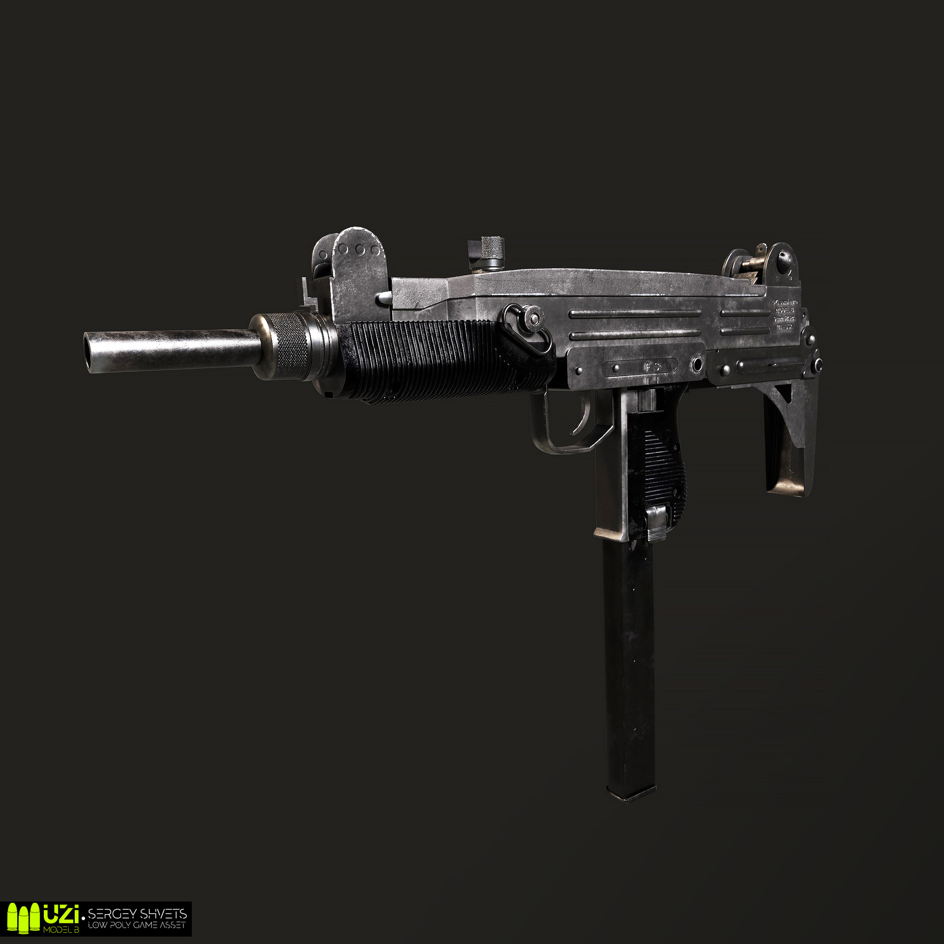 ArtStation - UZI model B low poly.