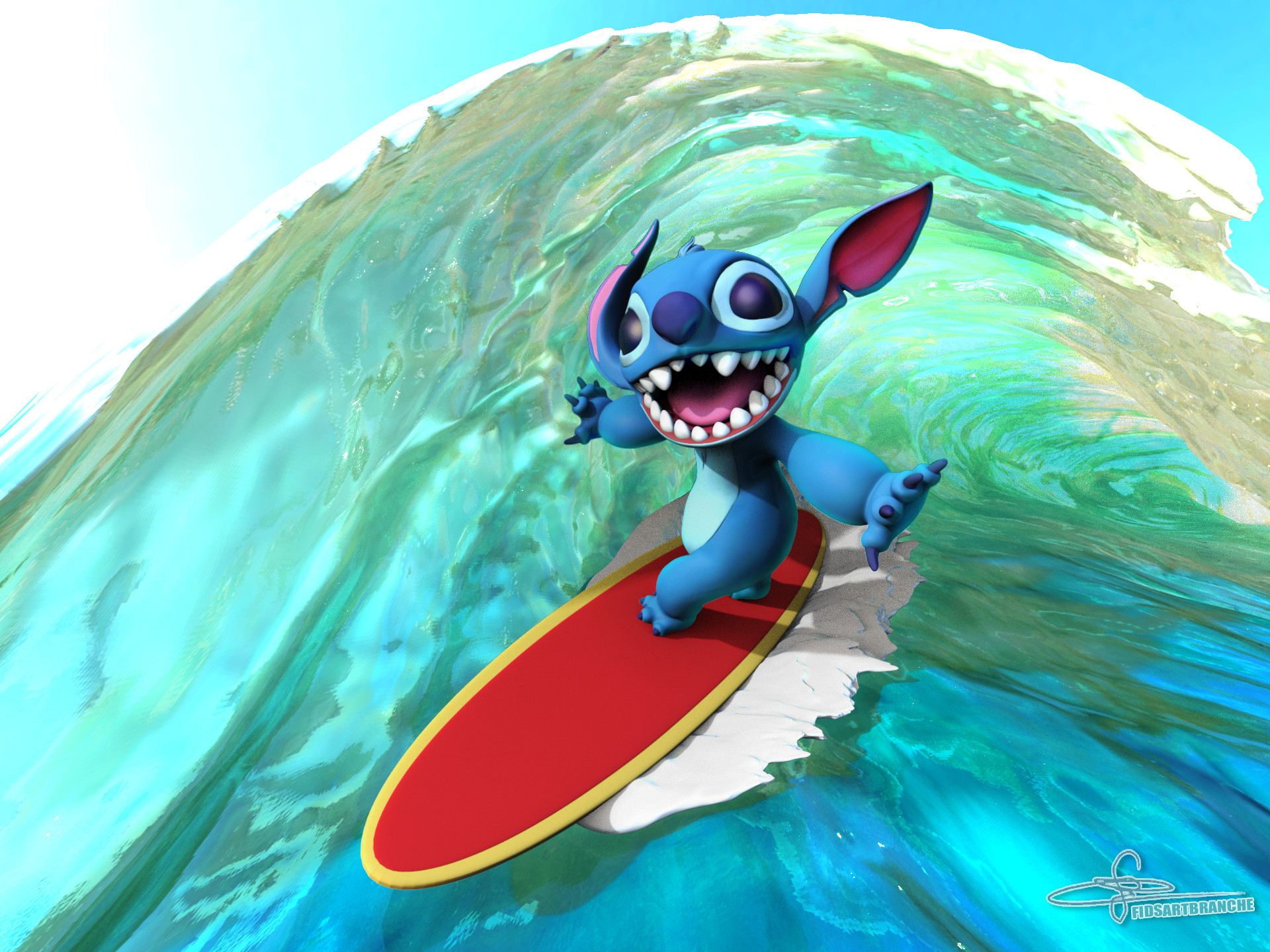 ArtStation - Surfin' Stitch - Lilo and Stitch 3D Fanart