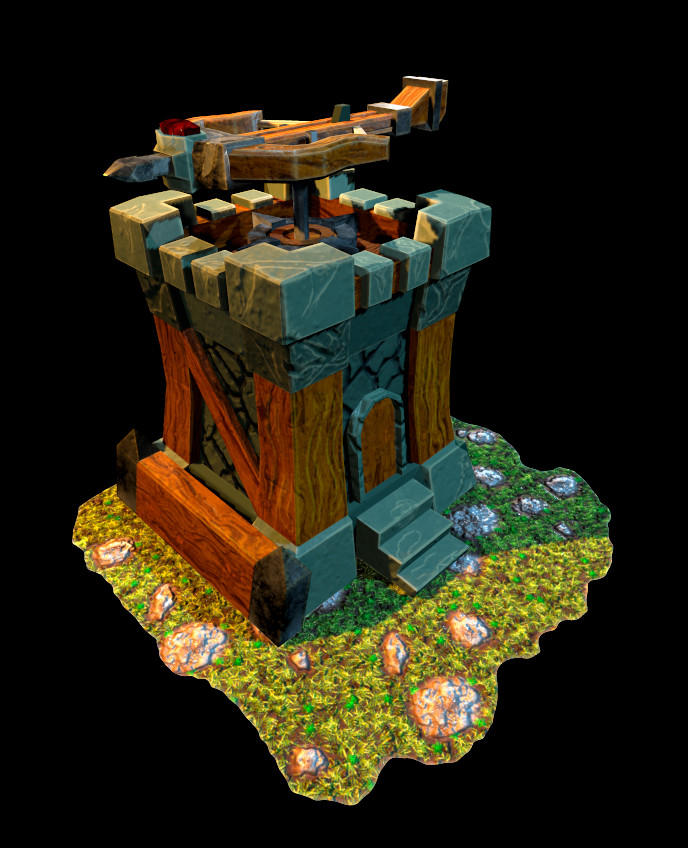 ArtStation - 3d game tower with crossbow