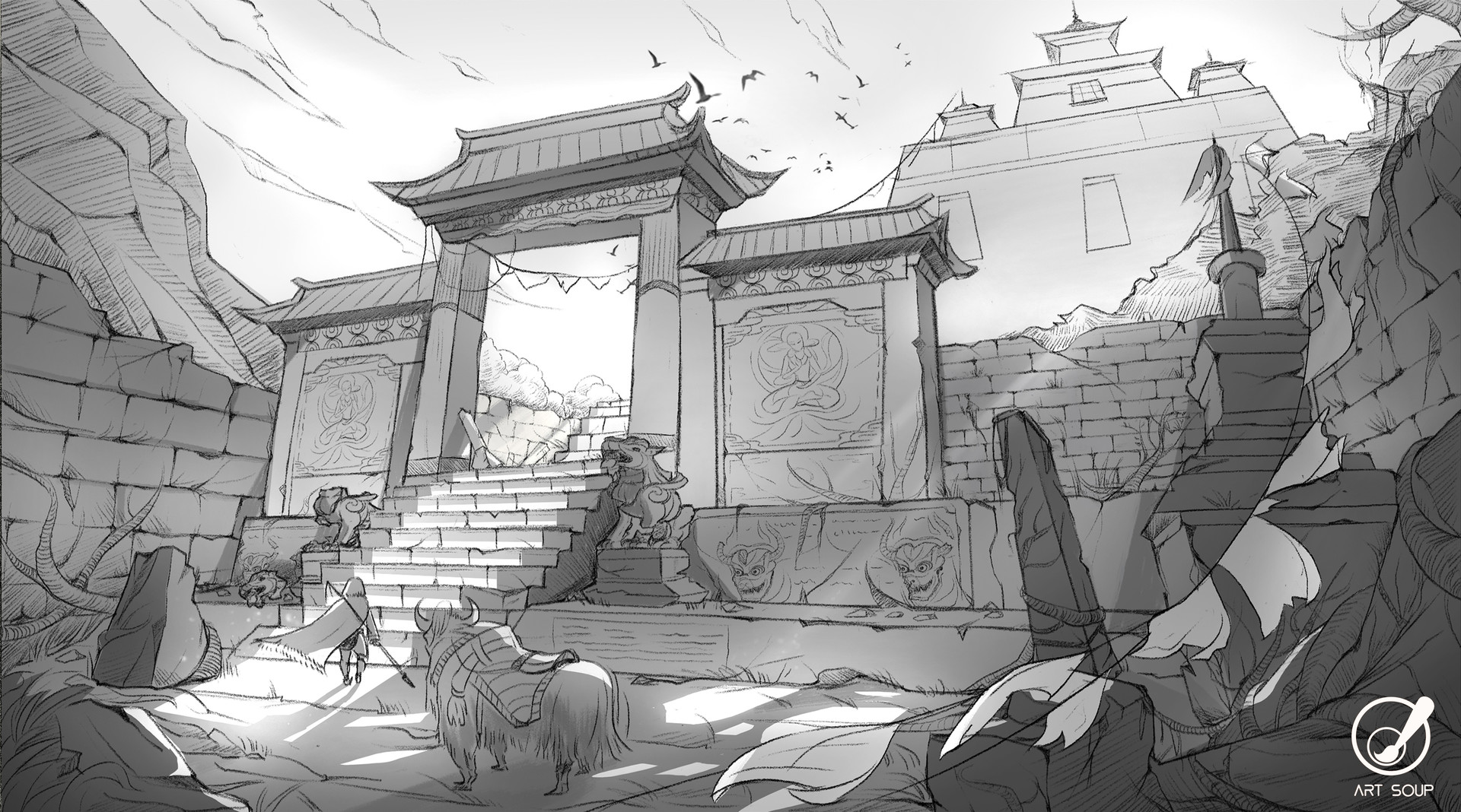 ArtStation - Tibet Environment Sketch