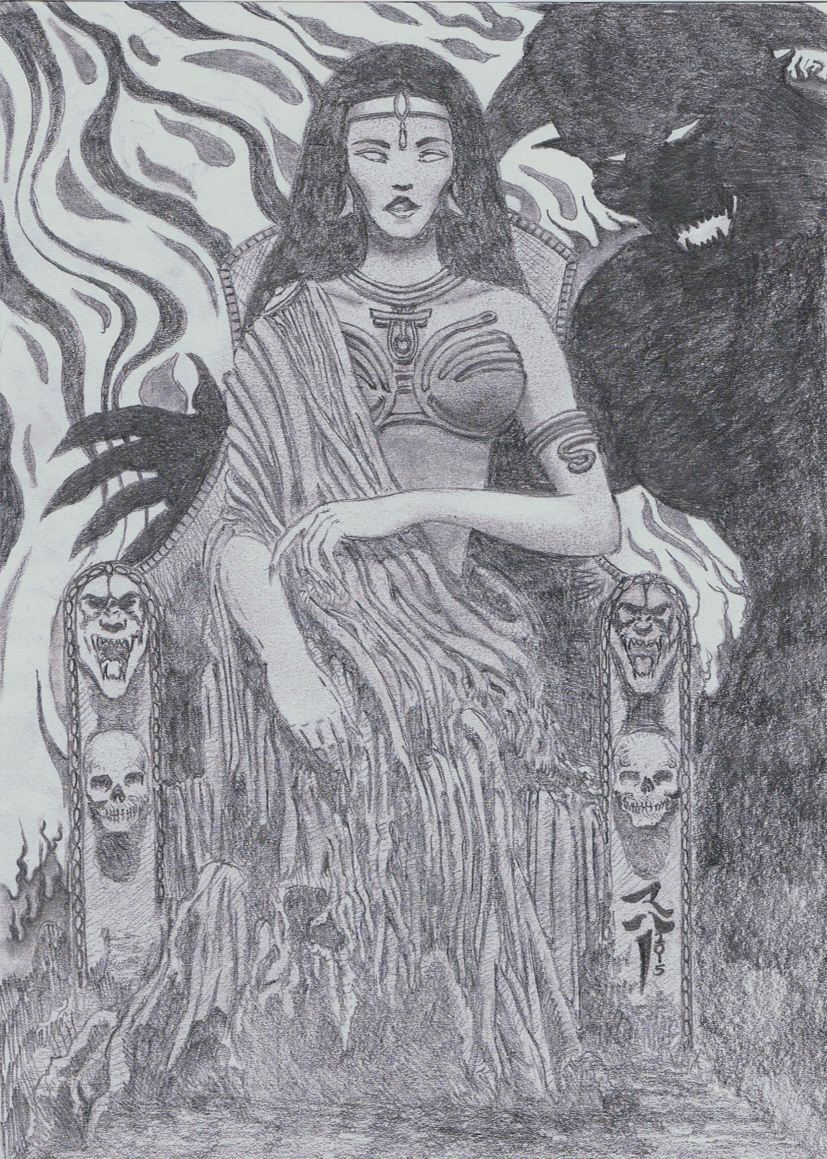 ArtStation - GHOUL QUEEN – original pencil sketch layout and final ...