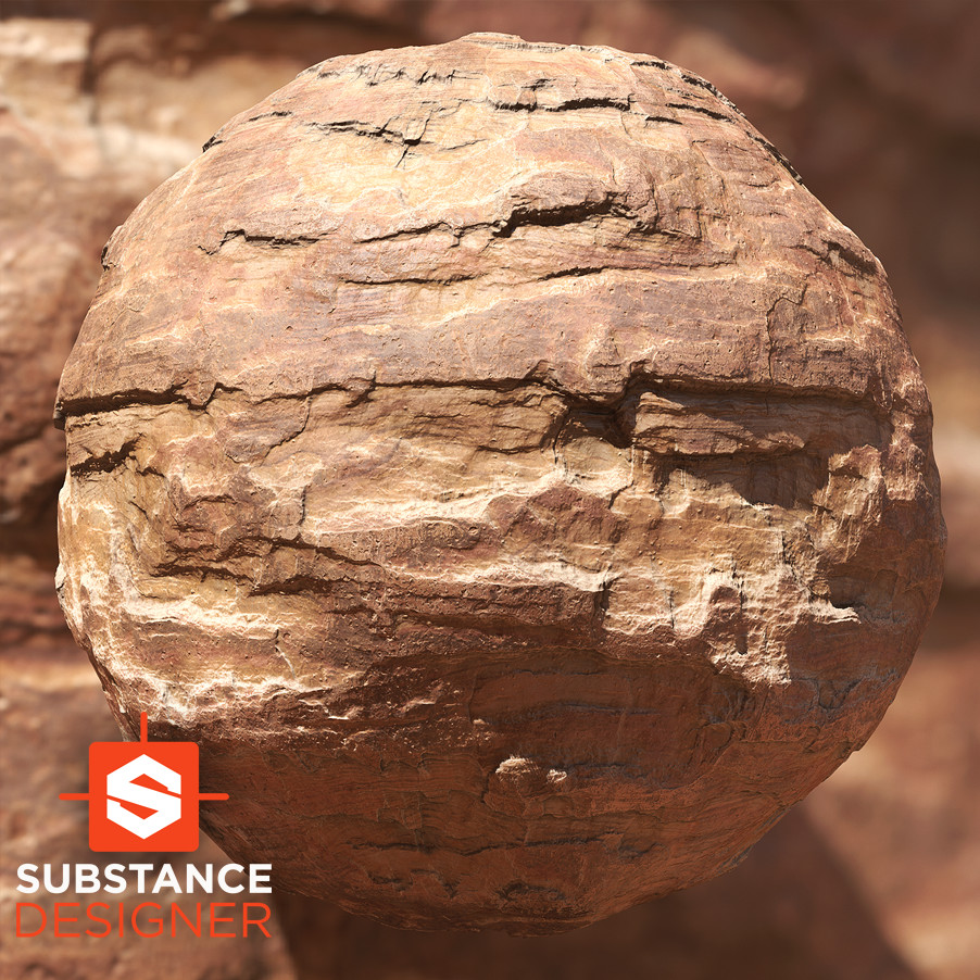 ArtStation - Desert Rock Cliff - Substance Designer.