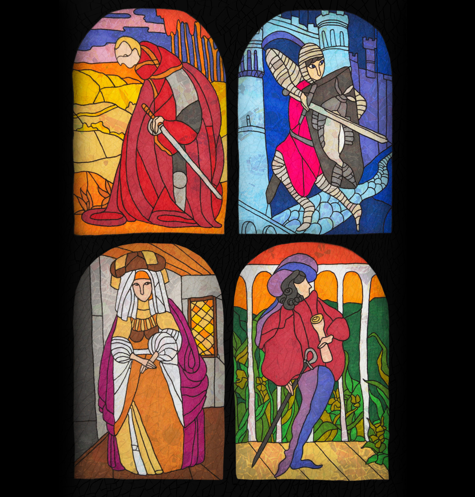 ArtStation - Stained-glass stylized set of characters