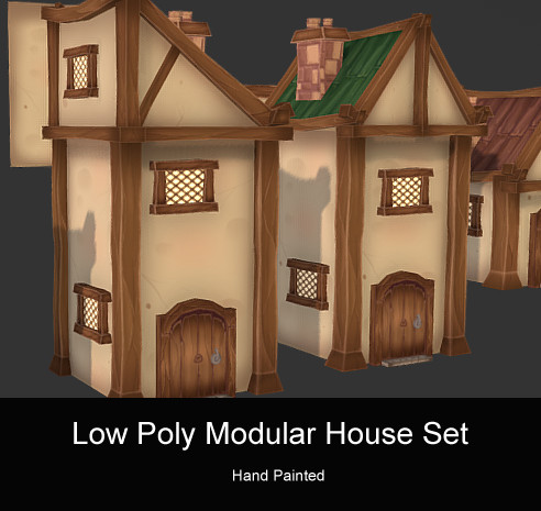 ArtStation - Low Poly Modular House Set