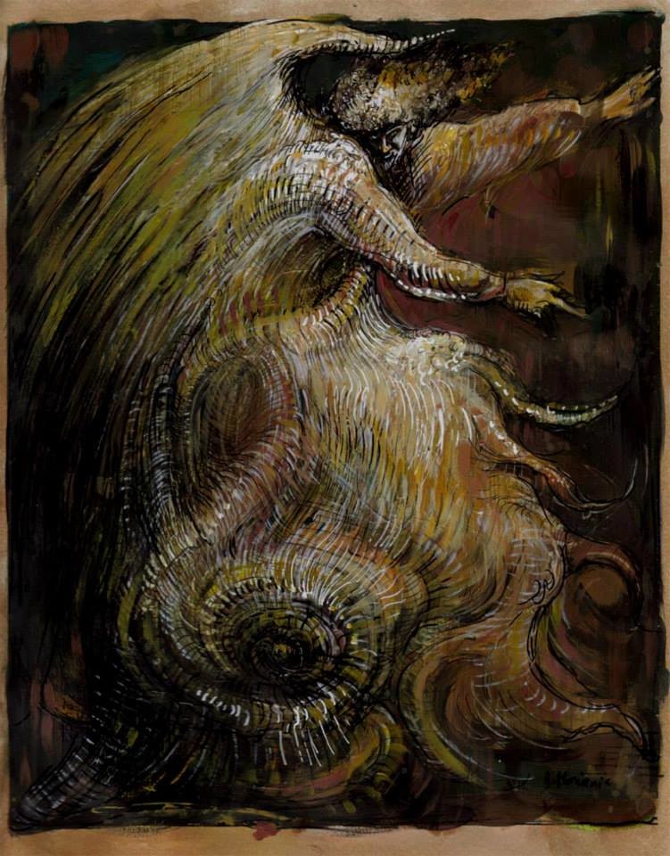 ArtStation - AZAZEL acrylic on paper , white and black ink