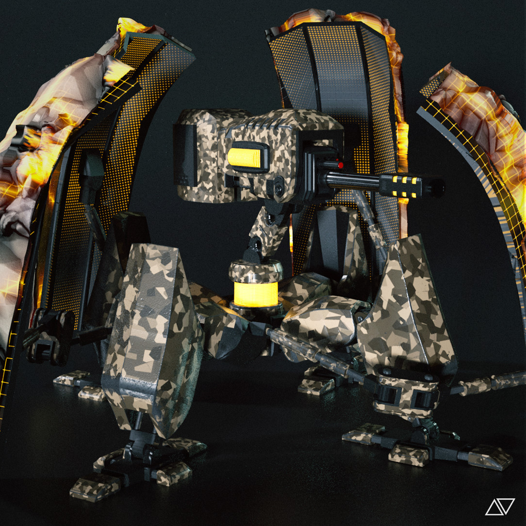 ArtStation - MK-2 RC Camouflaged Sentry Turret