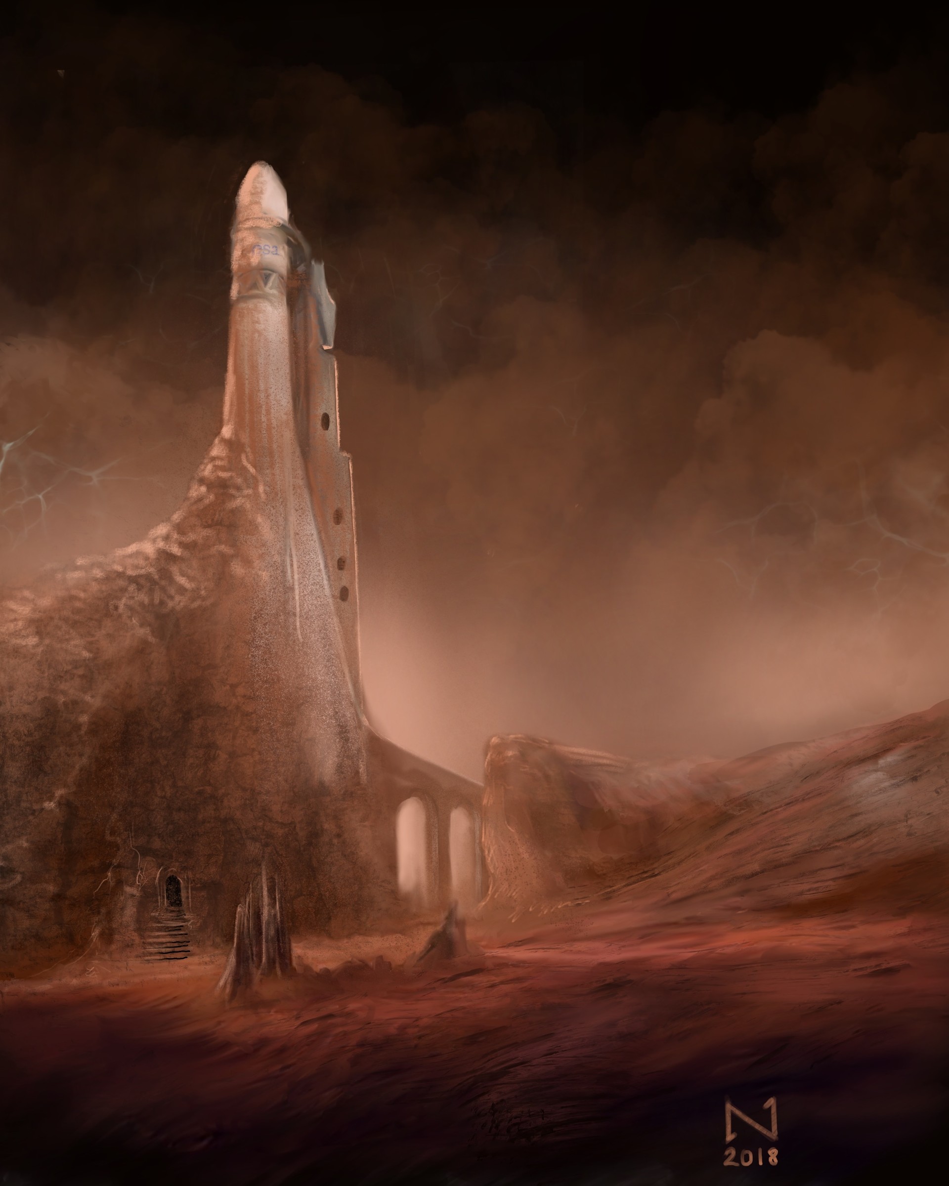 ArtStation - Do not forget / concept, space shuttle in post-post-apocalypse