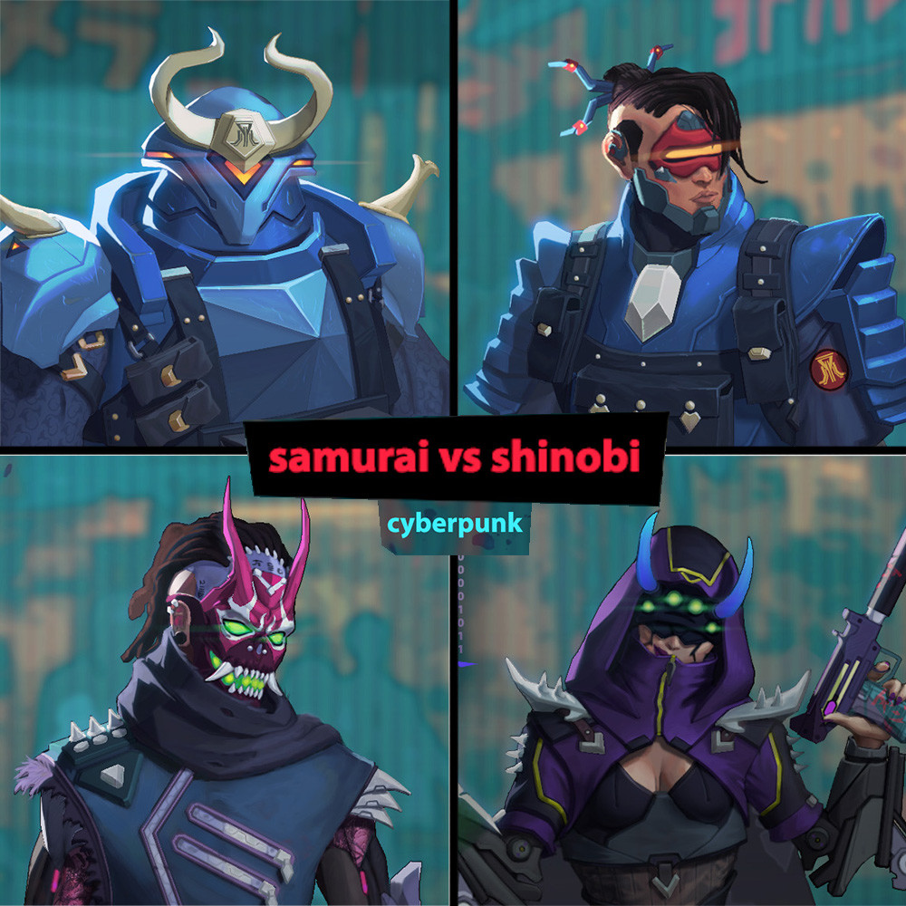 ArtStation - Samurai vs Shinobi (cyberpunk)
