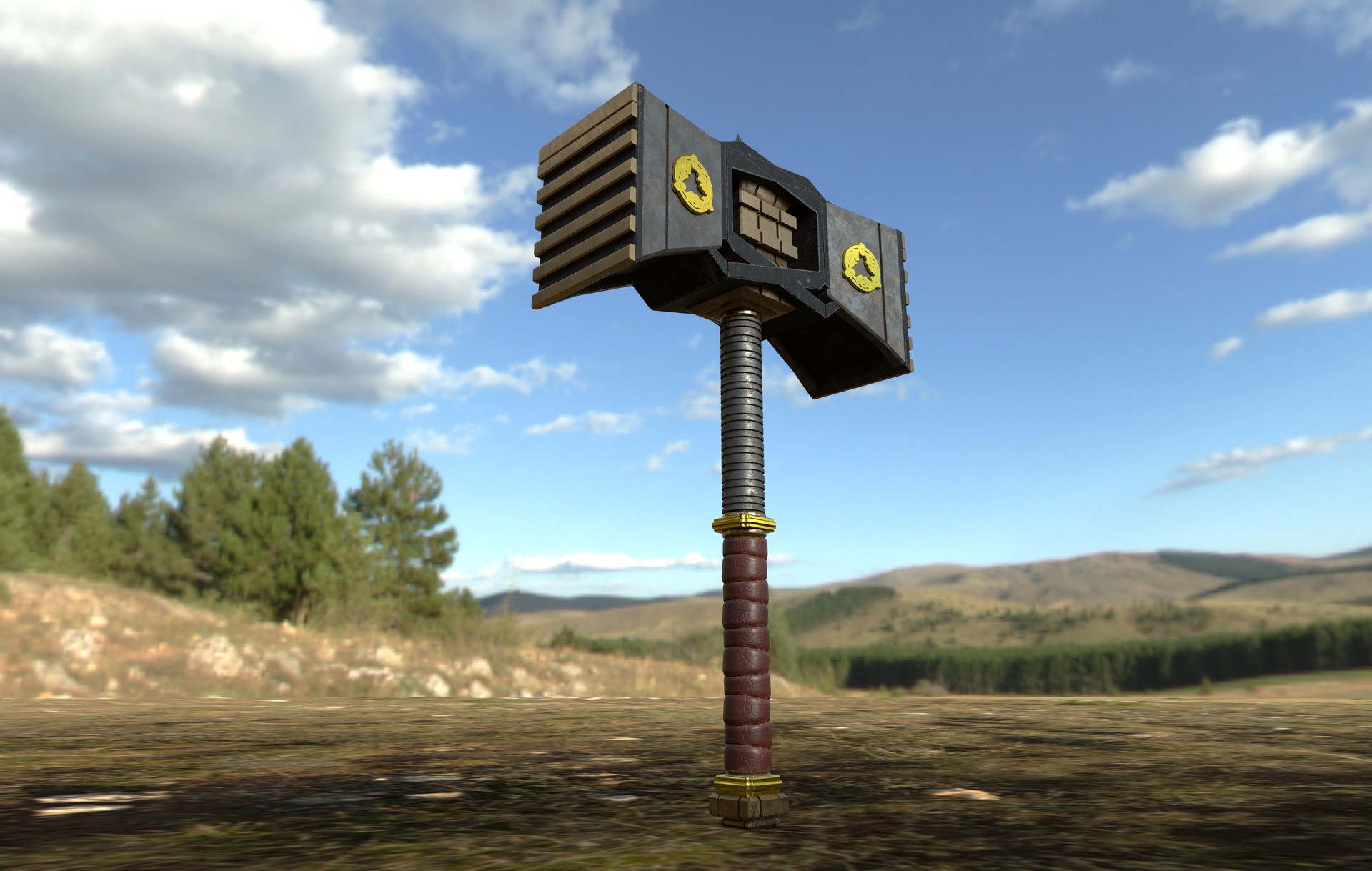 ArtStation - Double Sided Battle Hammer