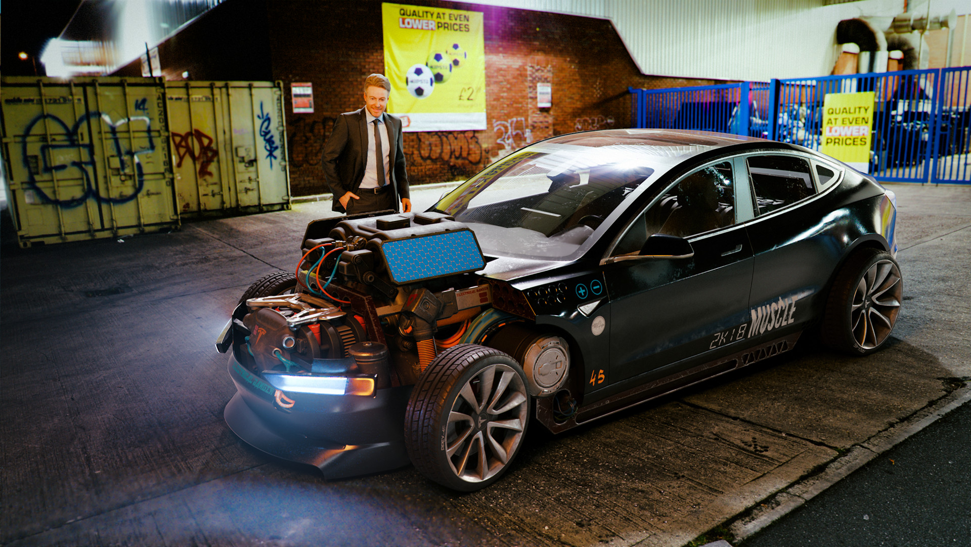 ArtStation - 2018 tesla model 3 hot rod , Christophe Desse