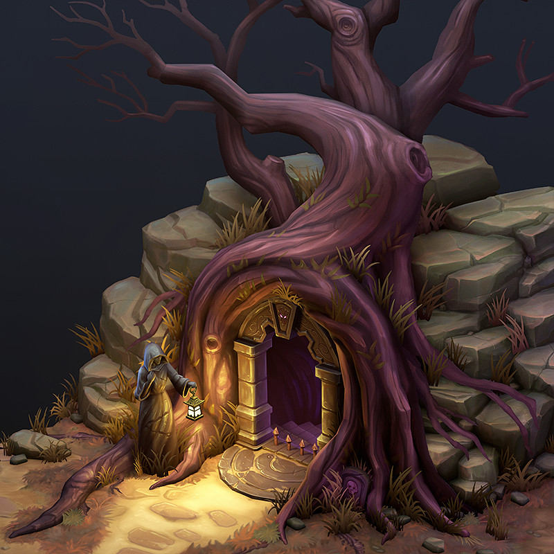 ArtStation - Dungeon below the Tree - 2.5 D Hand Painted