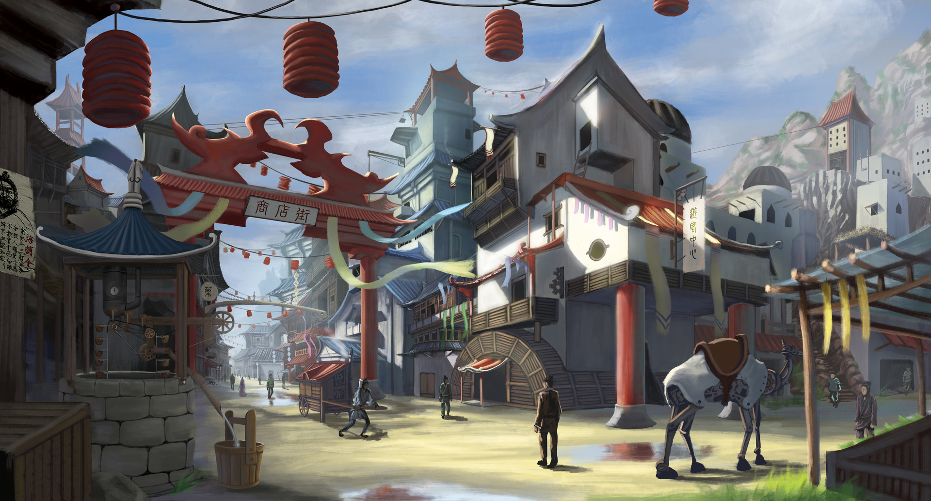 ArtStation - Environment Concept- Chinese steam punk city
