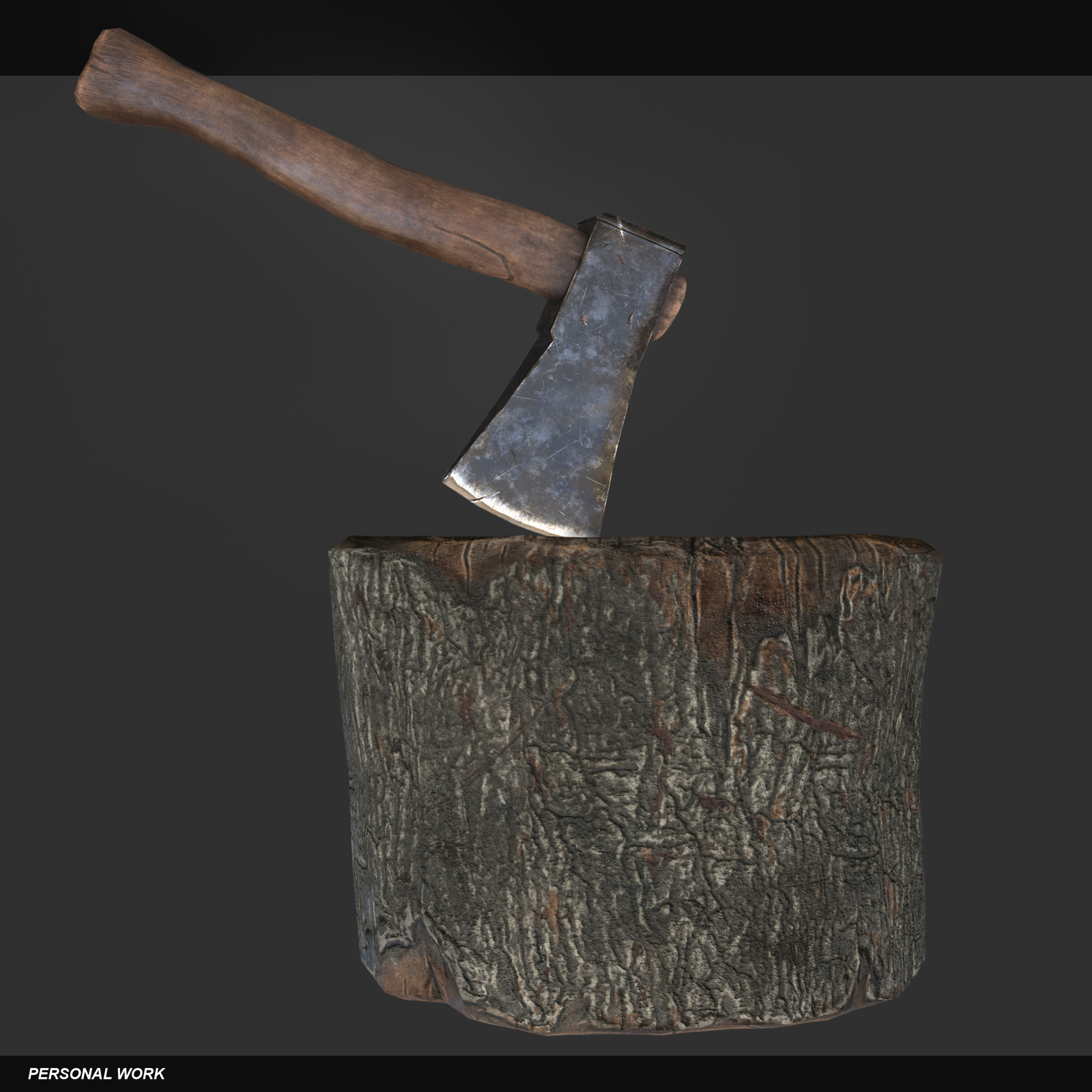ArtStation - Axe With Cutting Wood